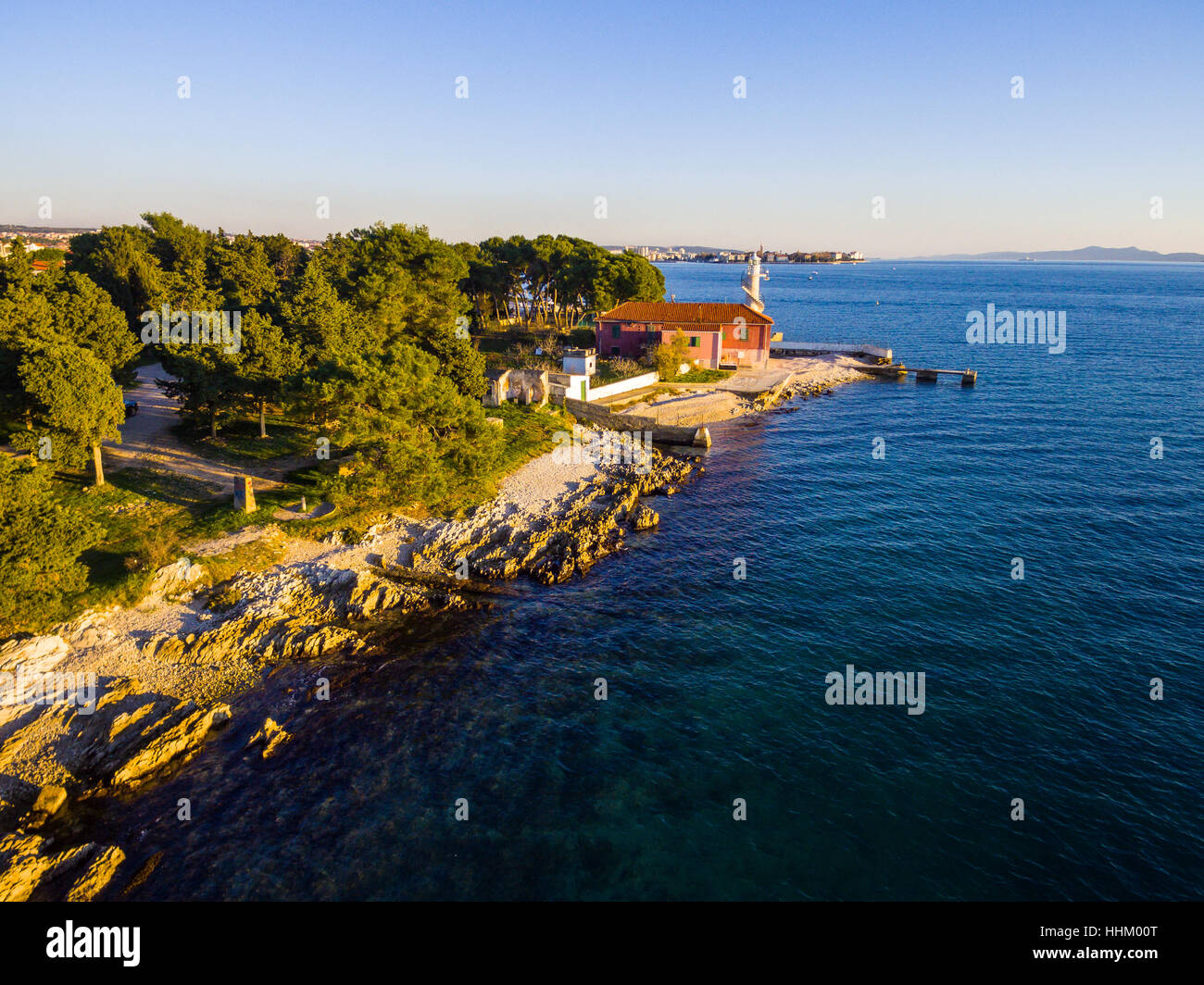 Lighthouse Puntamika, city of Zadar, Adriatic coast, Croatia Stock ...