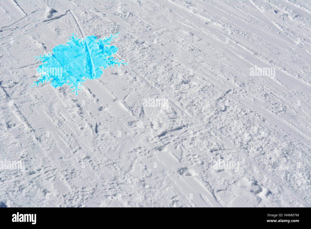 Ski track with blue snowflake.Abstract winter background Stock Photo ...