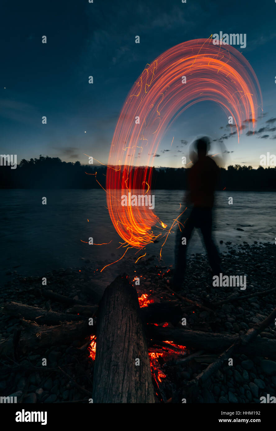Man - Bonfire Stock Photo - Alamy