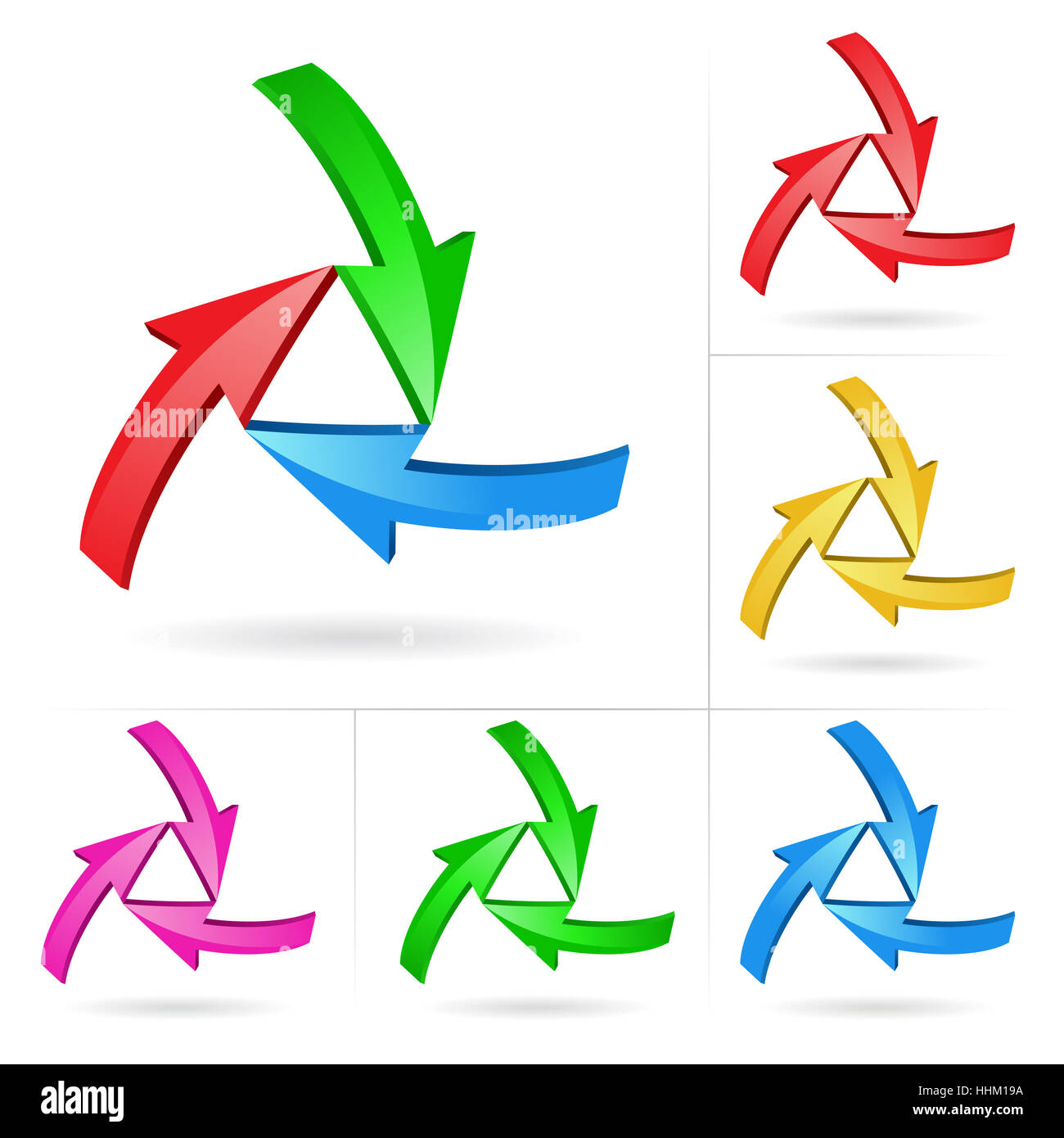 3D arrow color sketchy design elements set vector illustration #2 Stock ...