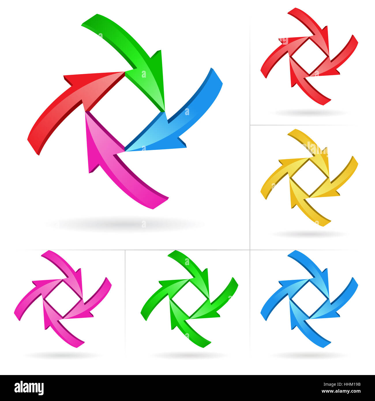 3D arrow color sketchy design elements set vector illustration #3 Stock ...