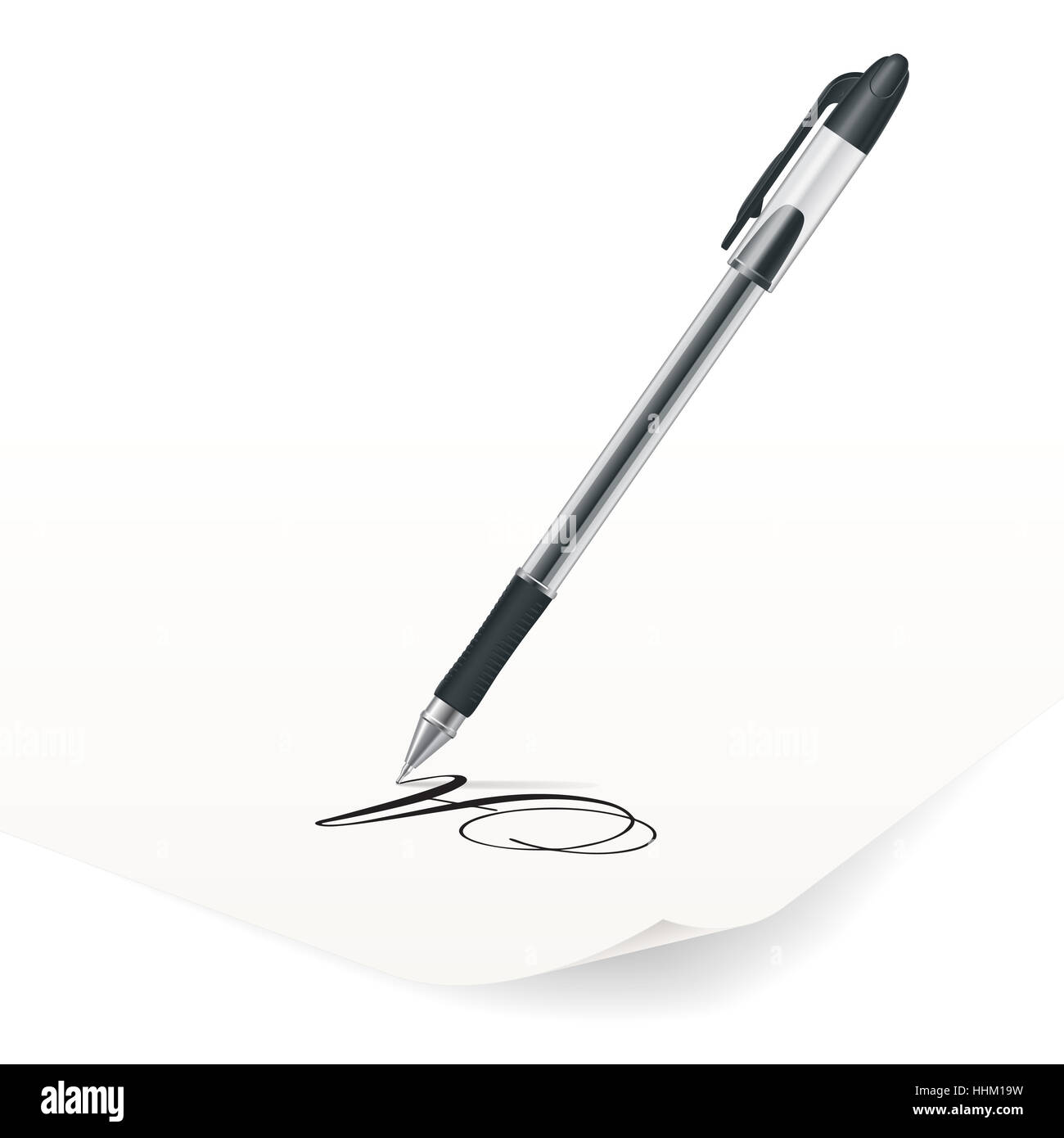 Vector image of black ballpoint pen writing on paper Stock Photo - Alamy