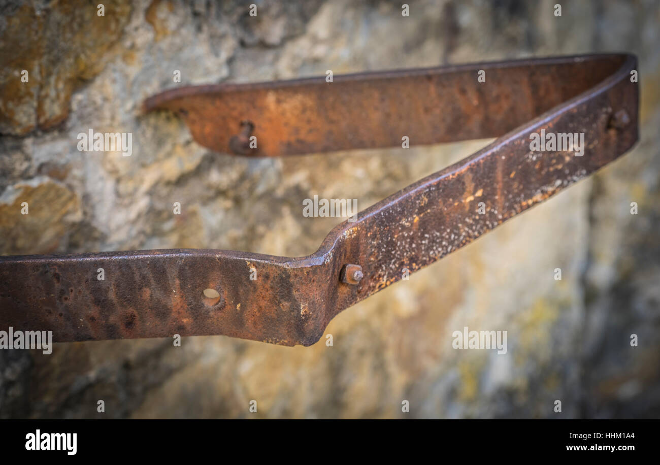 Architectural steel object hanging out of a wall closeup Stock Photo ...
