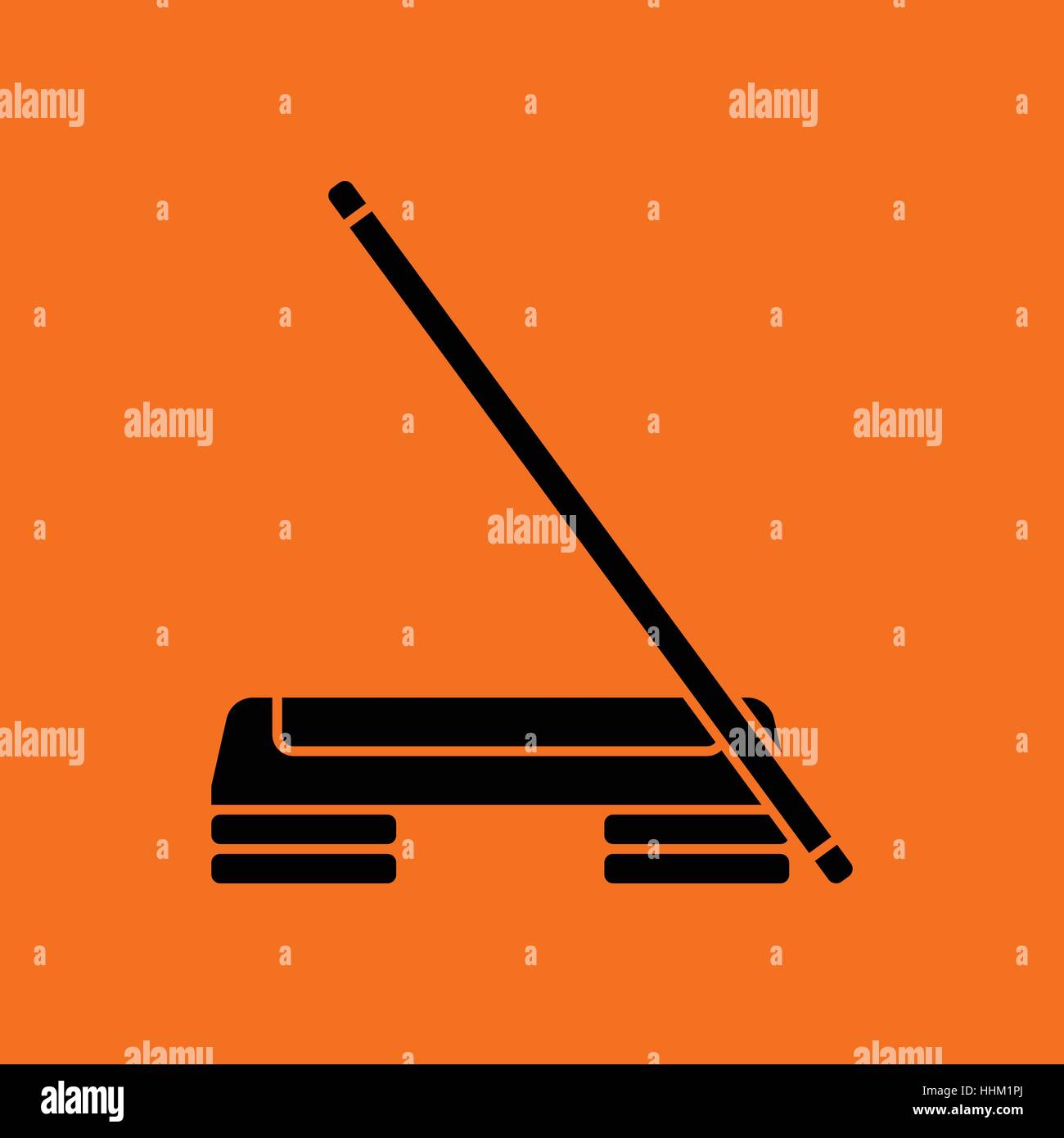 Step board and stick icon. Orange background with black. Vector ...