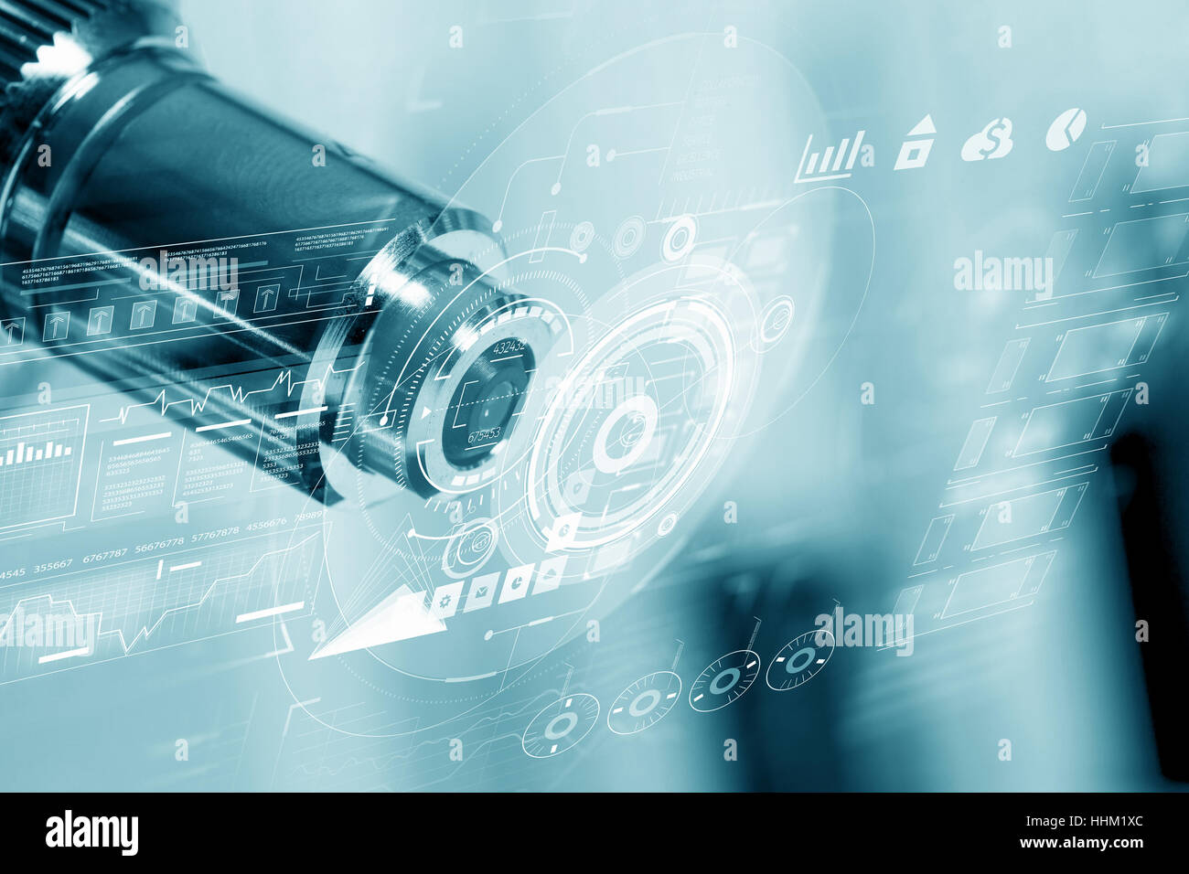 Close of laboratory microscope against media user interface Stock Photo ...