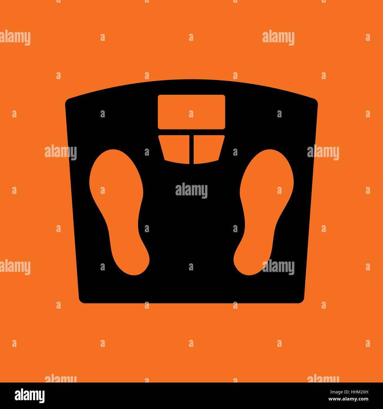 Floor scales icon. Orange background with black. Vector illustration ...