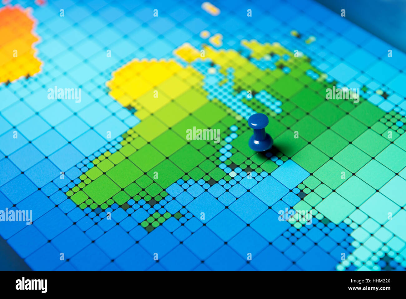 Pushpins on a map of Middle East Stock Photo - Alamy