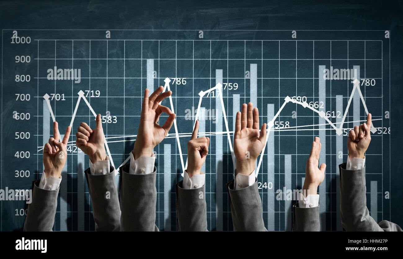 Row of business people hands showing gestures Stock Photo - Alamy