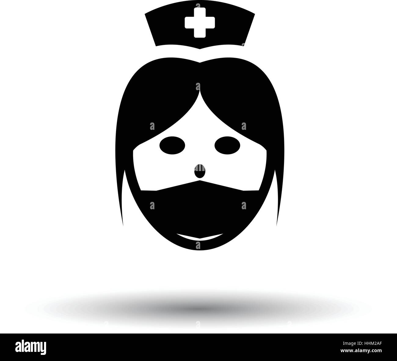 Nurse head icon. White background with shadow design. Vector ...