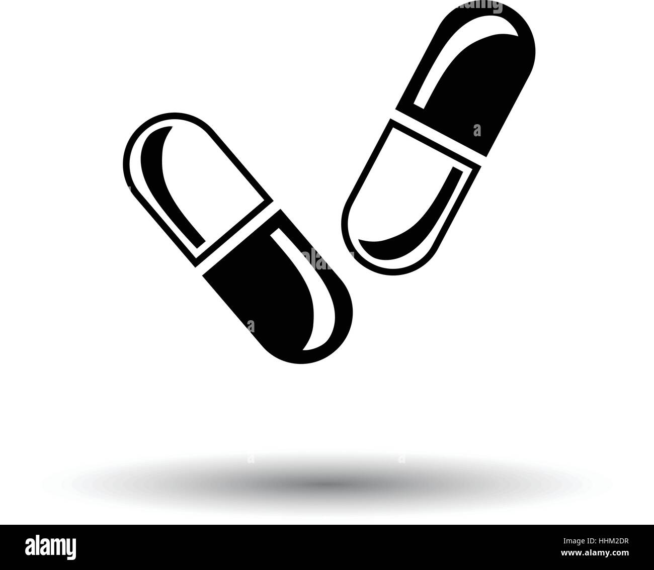 Pills icon. White background with shadow design. Vector illustration ...