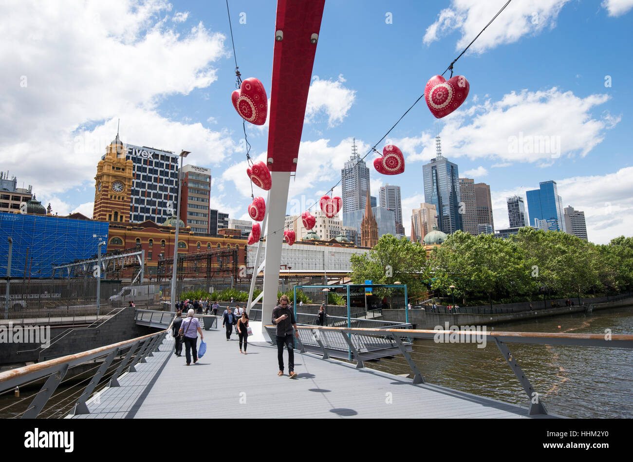 Southbank Pedestrian Bridge over the Yarra River in the CBD in ...