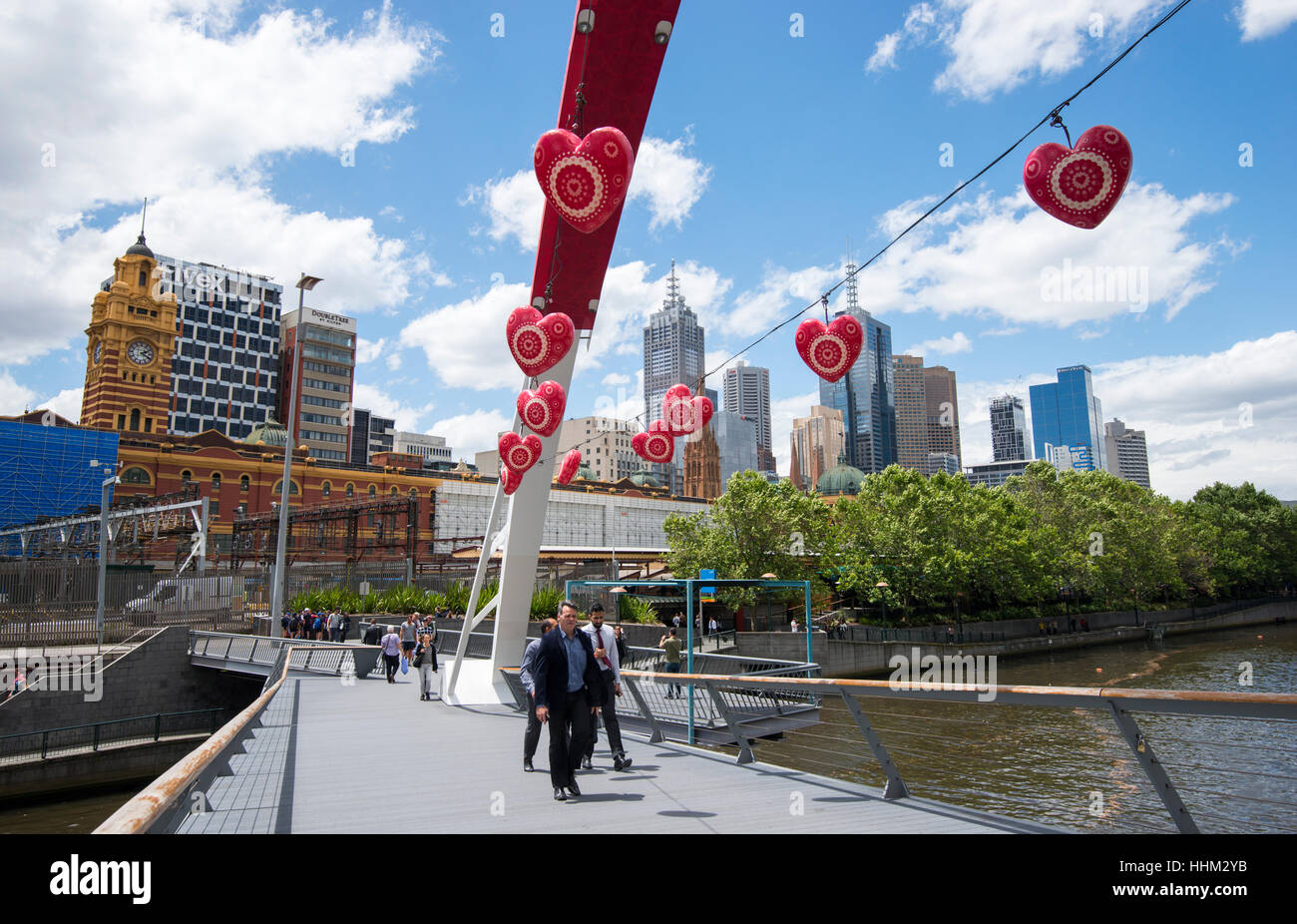 Southbank Pedestrian Bridge over the Yarra River in the CBD in ...