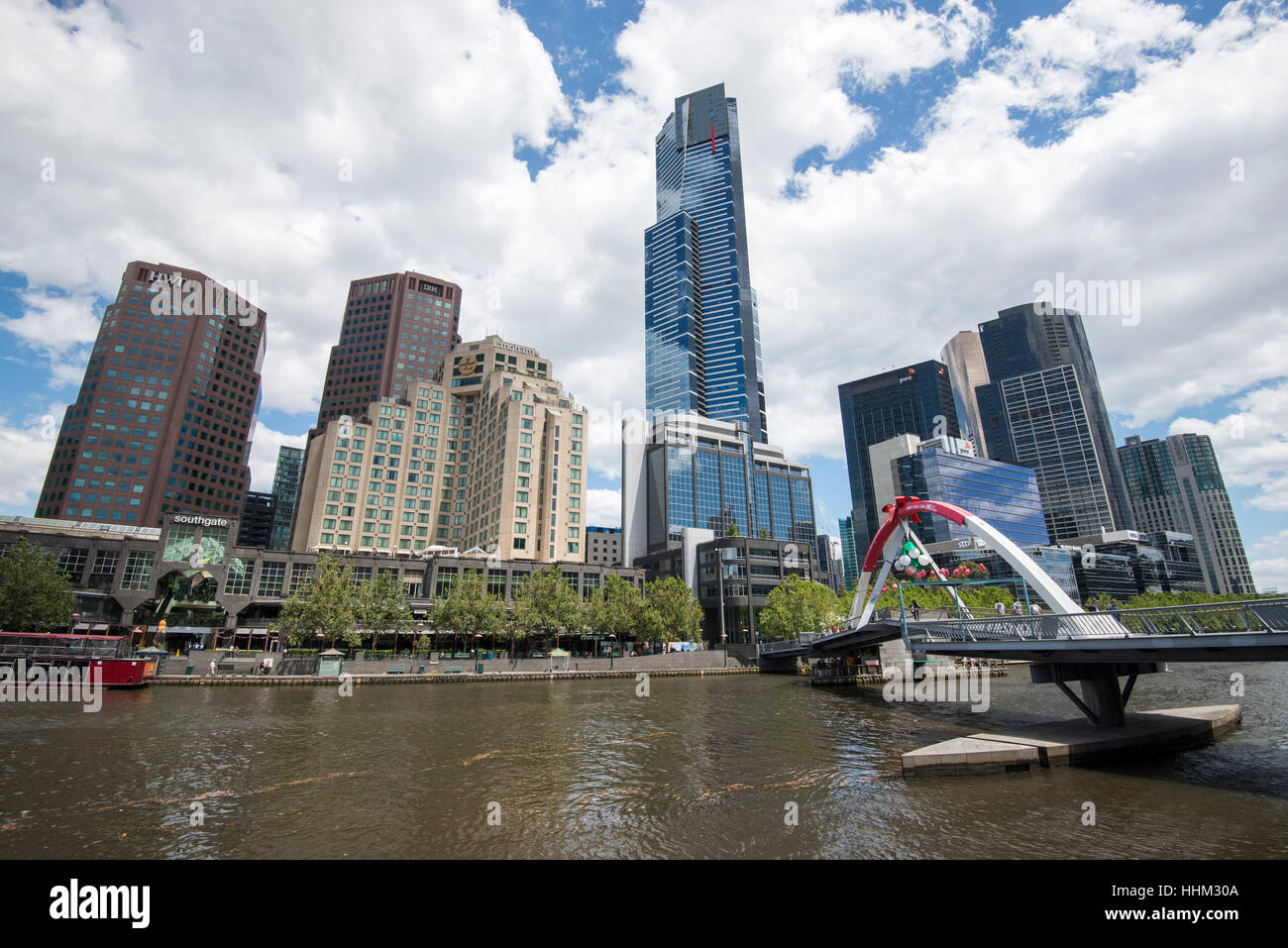 View of the Southbank from Flinders Walk in the CBD of Melbourne ...