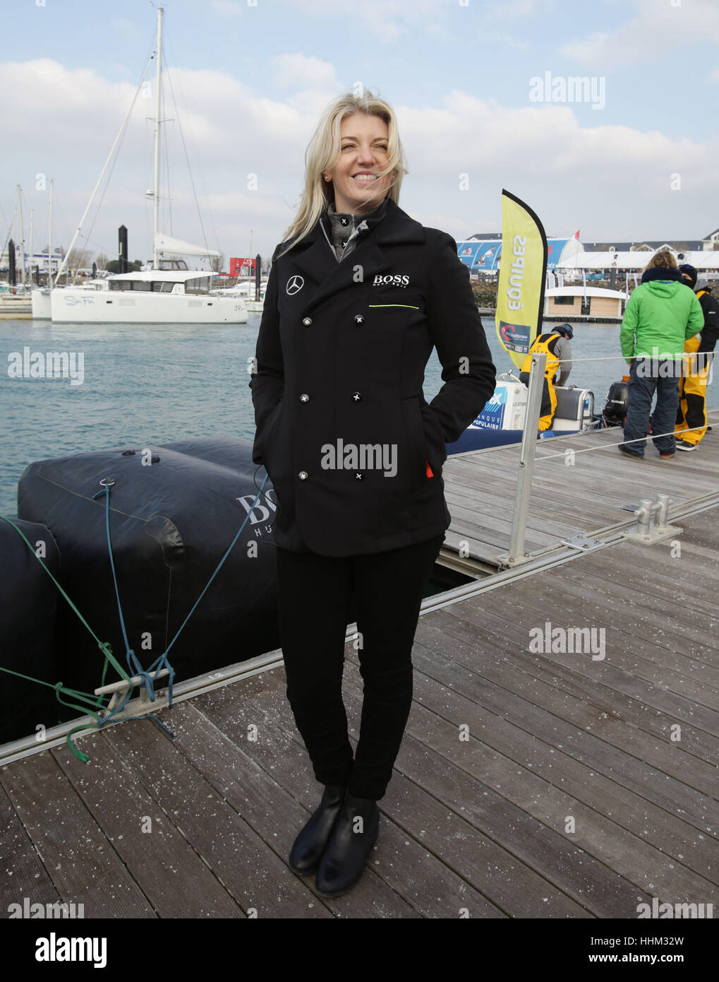 Kate Thomson, wife of British sailor Alex Thomson, during media ...