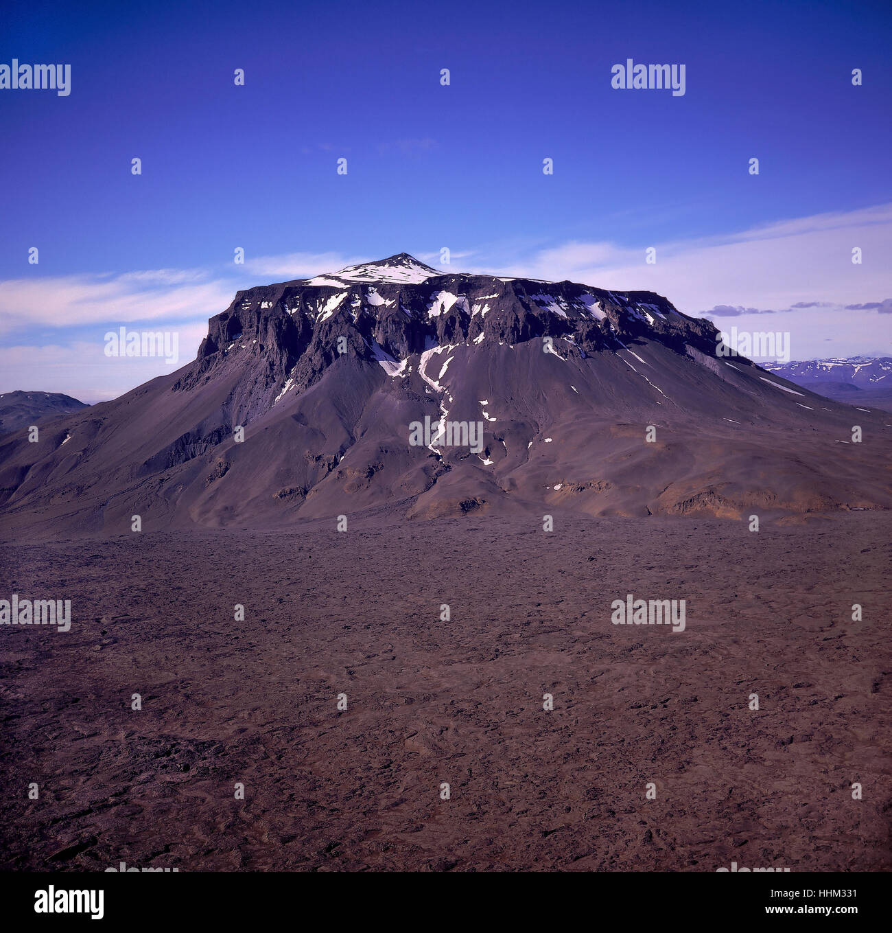 Mt Herdubreid, a tuya volcano, in the Odadahraun desert, Iceland Stock ...