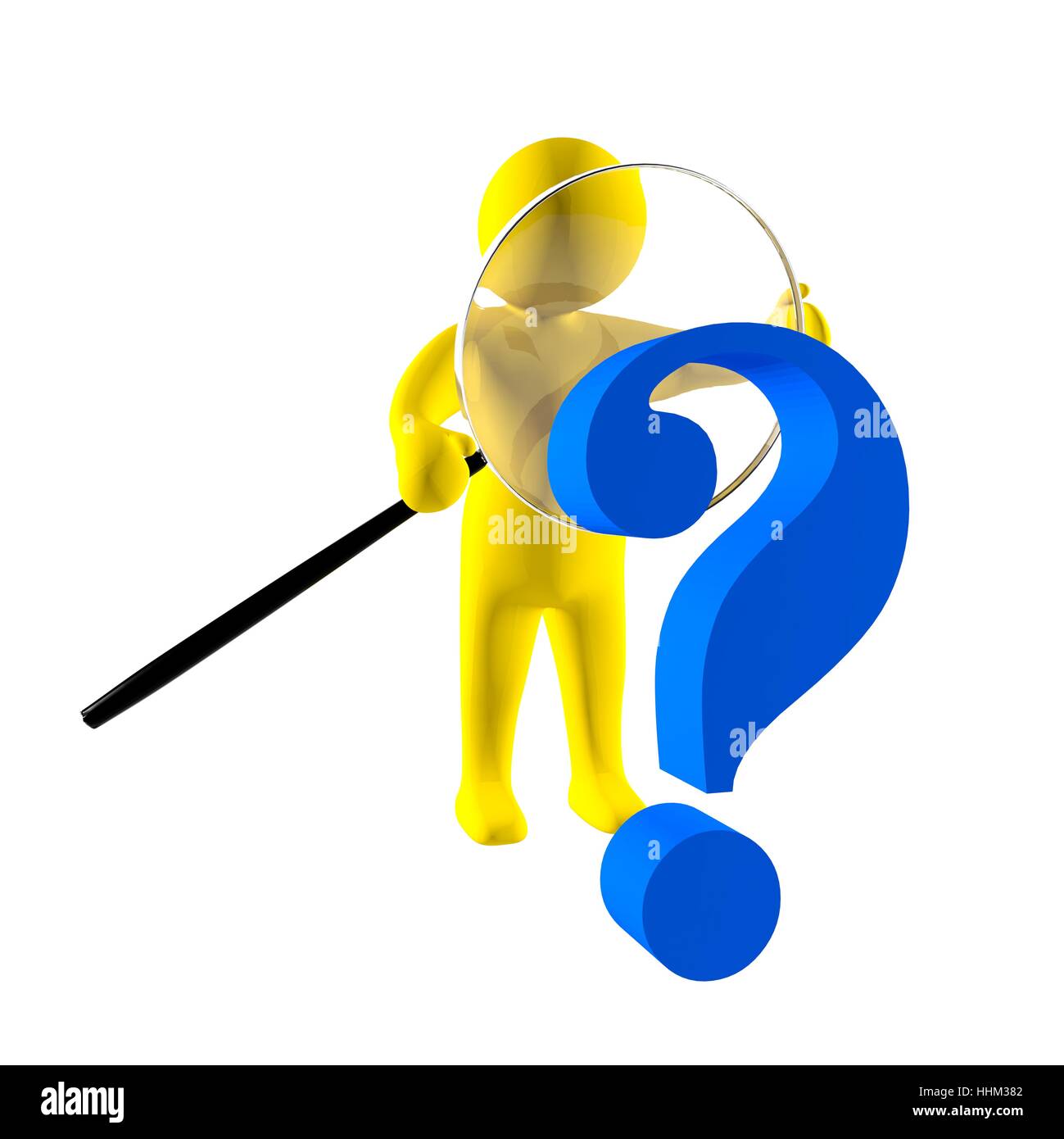 3d man with magnifying glass investigates big problem Stock Photo - Alamy