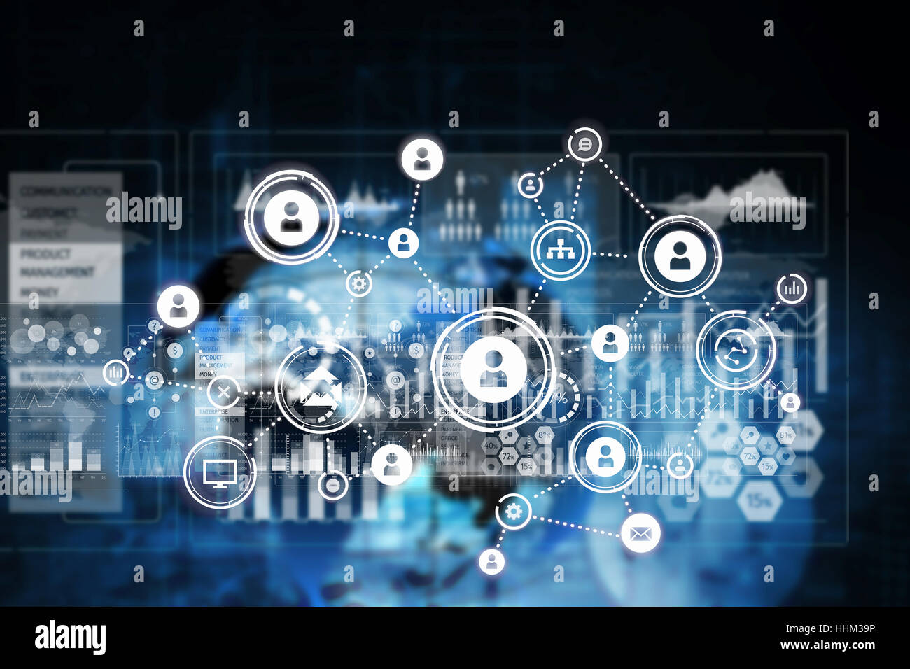Digital interface background with graphs and diagrams. 3D rendering ...