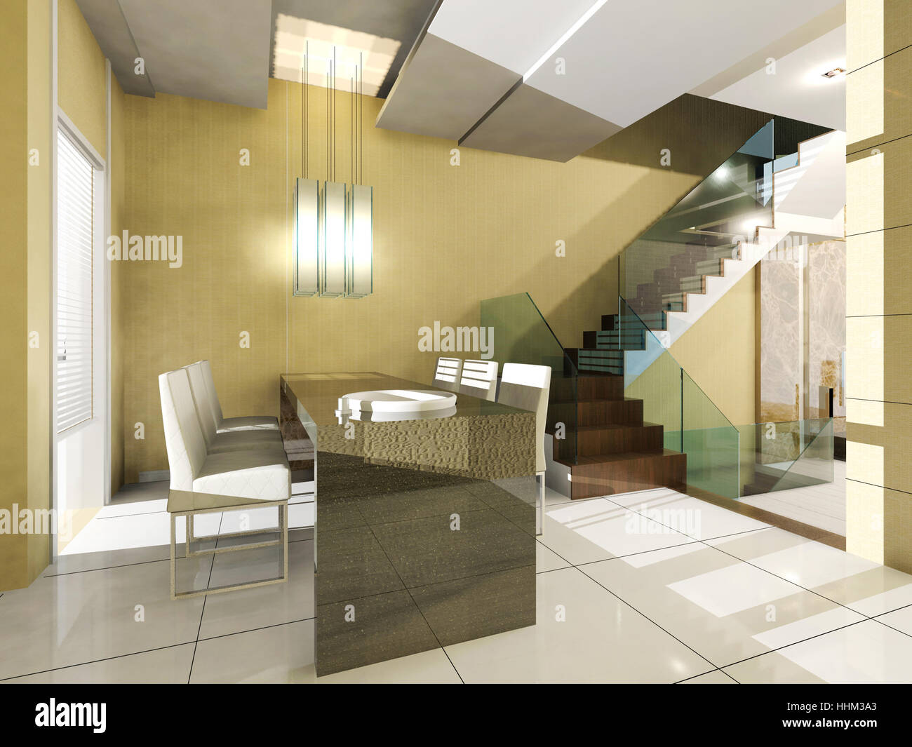 3D rendering apartment interior dining area Stock Photo - Alamy