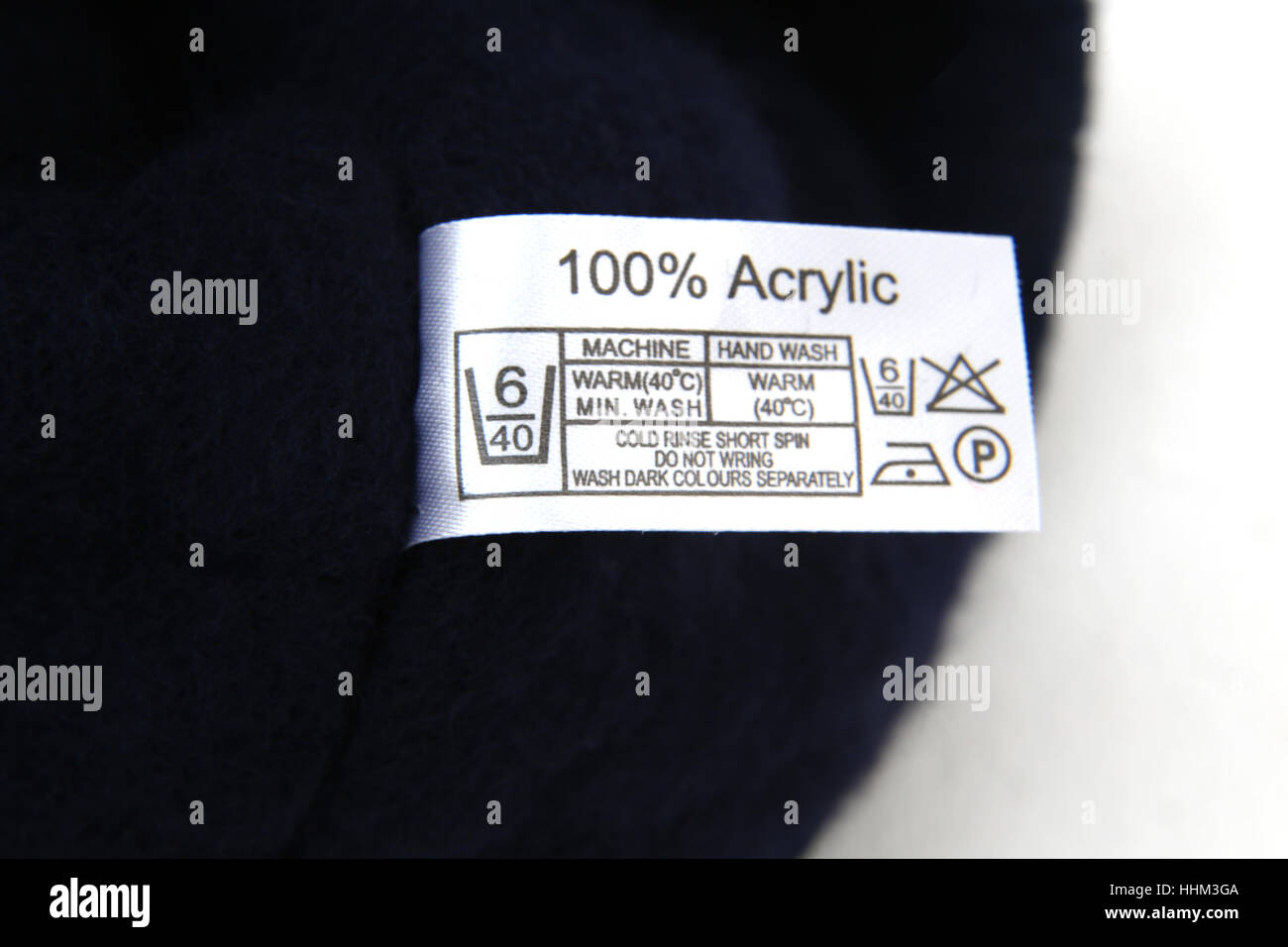 100% Acrylic Label In Winter Hat Stock Photo - Alamy
