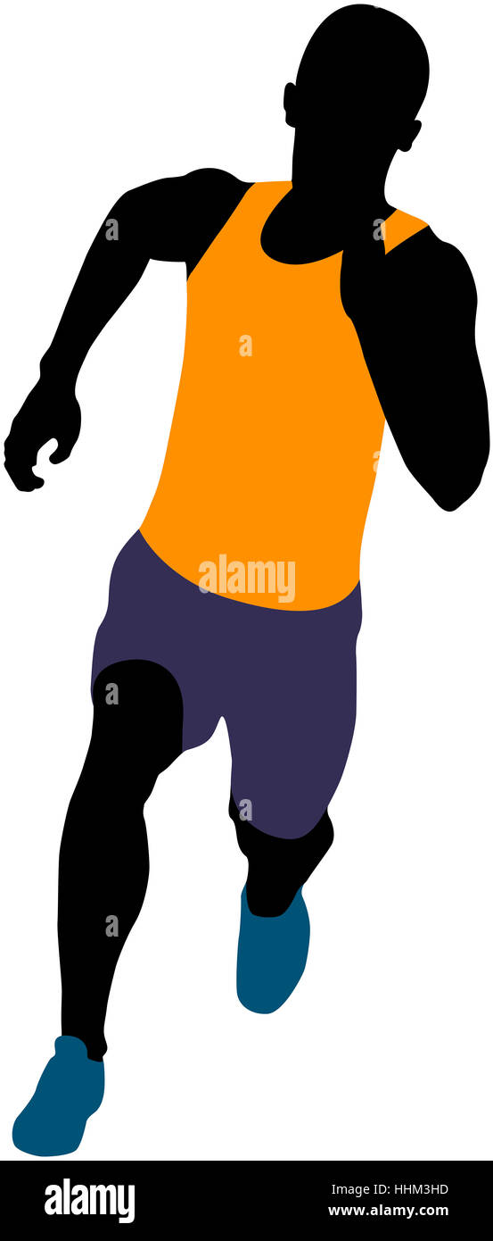 young athlete man running sprint vector illustration Stock Photo - Alamy