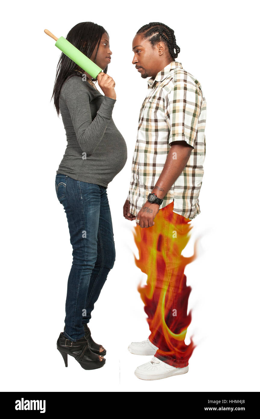 Woman pregnant unhappy man Cut Out Stock Images & Pictures - Alamy