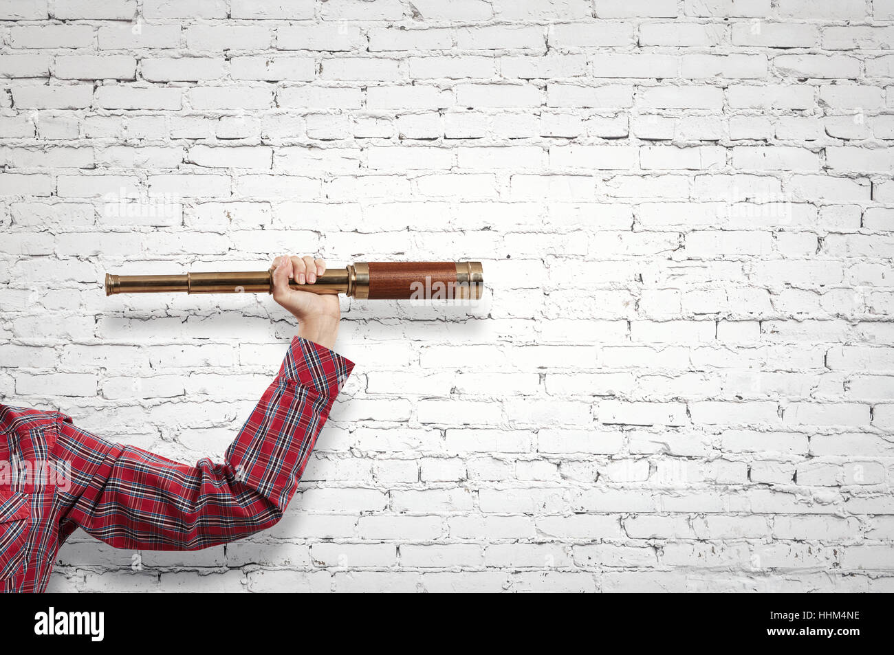 Old telescope close up in person hand Stock Photo - Alamy