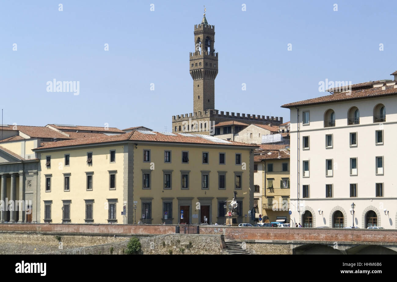 architectural scenery of Florence including the Palazzo della Signoria ...