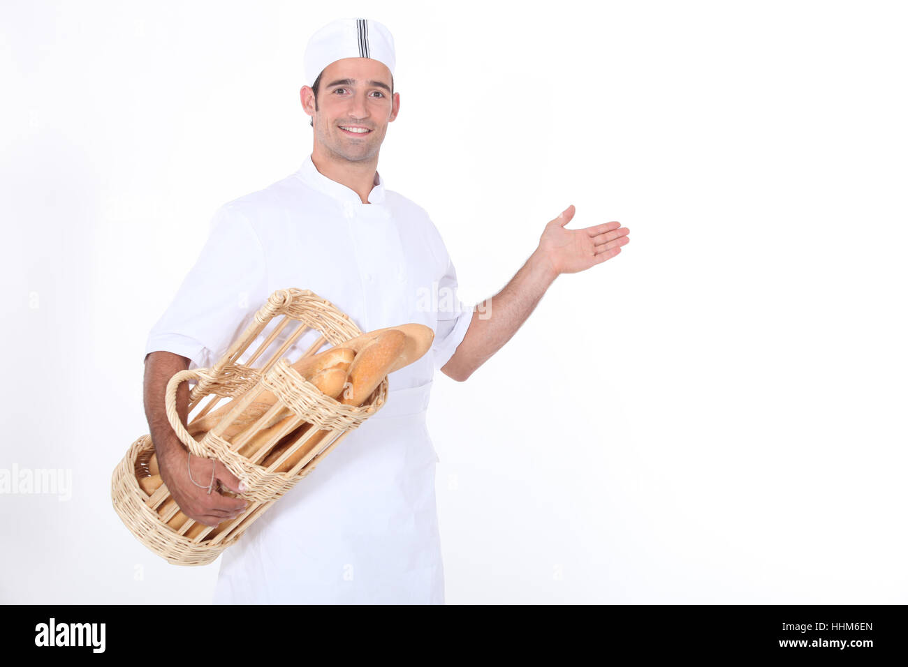 bread, male, masculine, basket, baker, possession, holding, showing ...