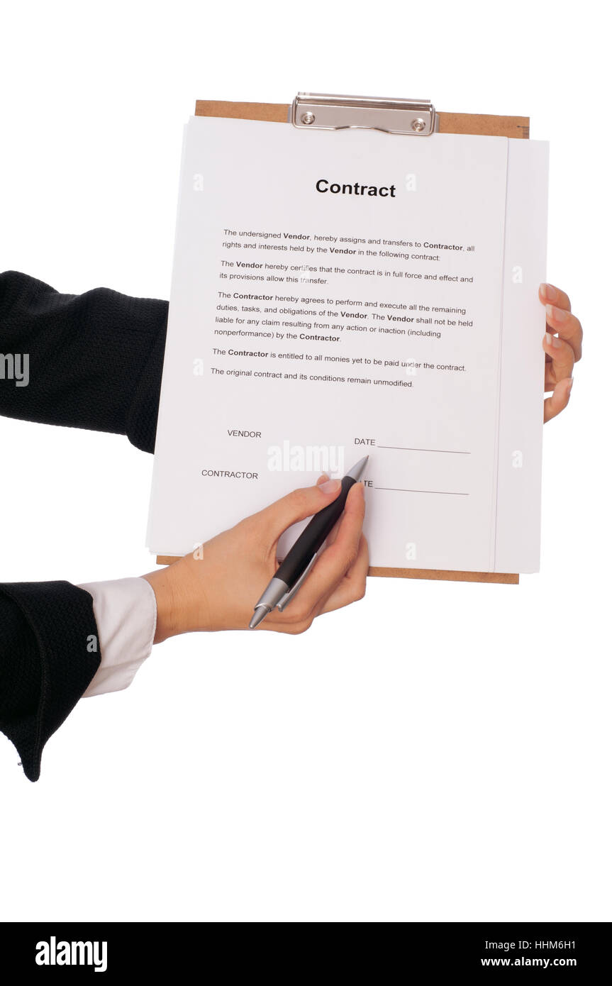 Woman hand signing letter Cut Out Stock Images & Pictures - Alamy