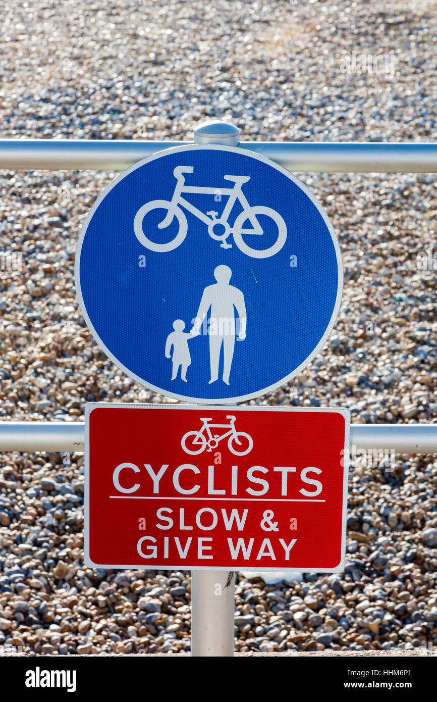 Information and warning signs for cyclists and pedestrians on the ...