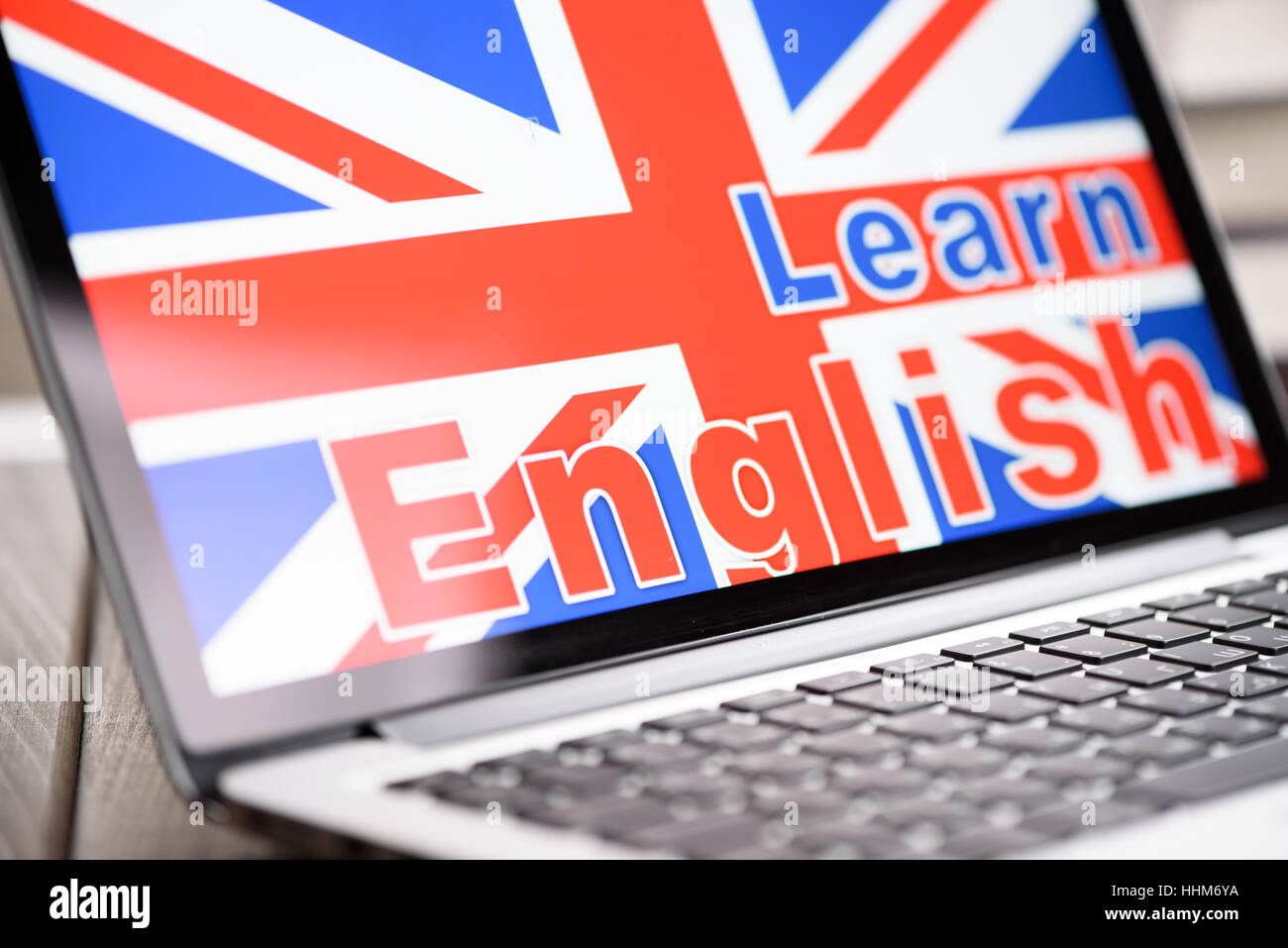 study english online concept. Laptop computer Stock Photo - Alamy