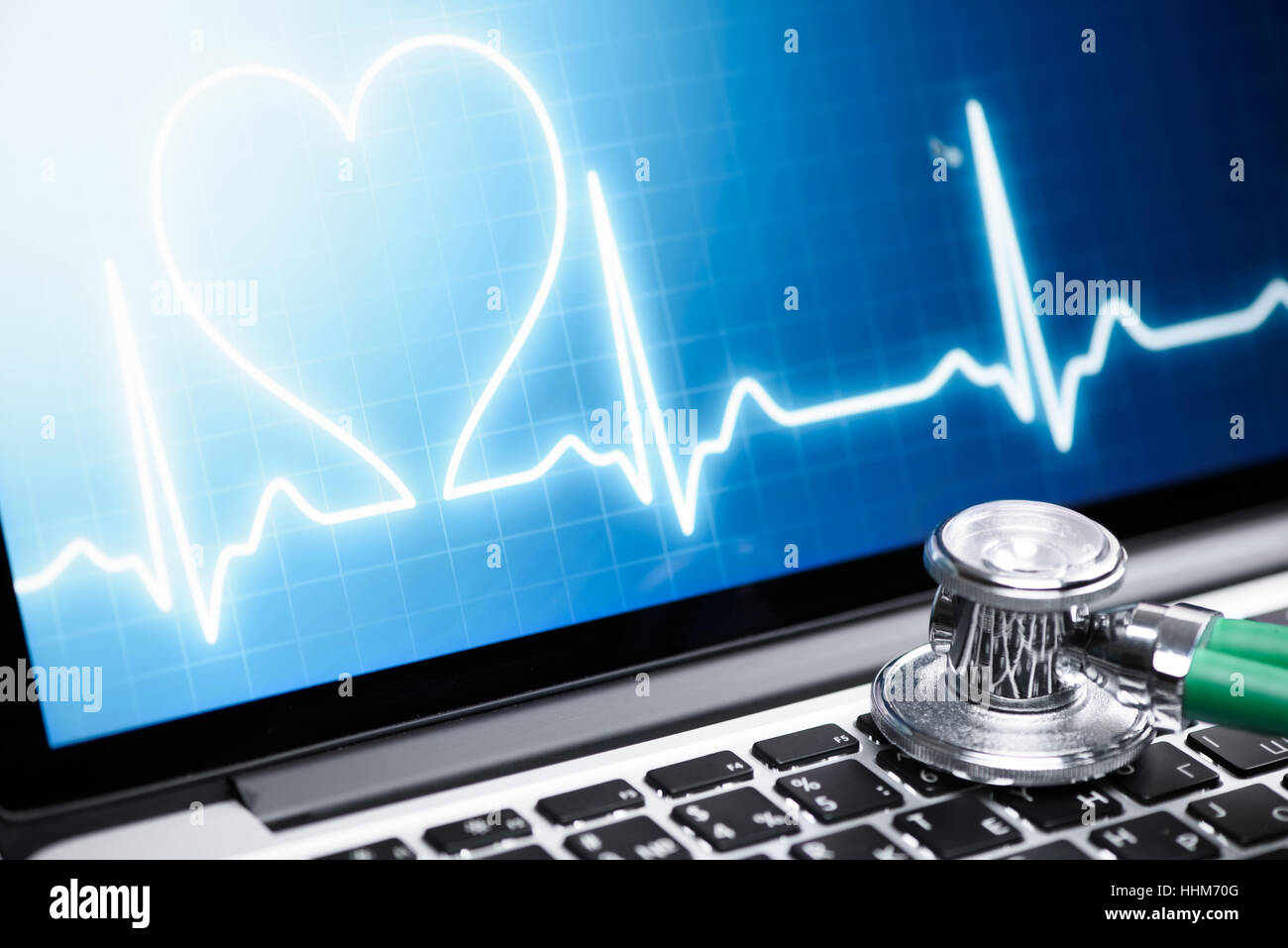 Medical stethoscope on a laptop computer close up Stock Photo - Alamy