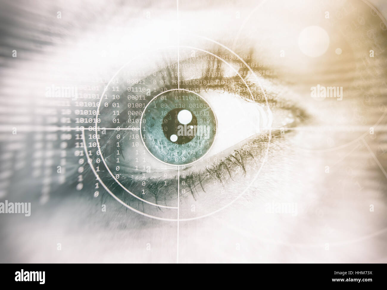 Close up of human Eye. Technology background. Security concept Stock ...