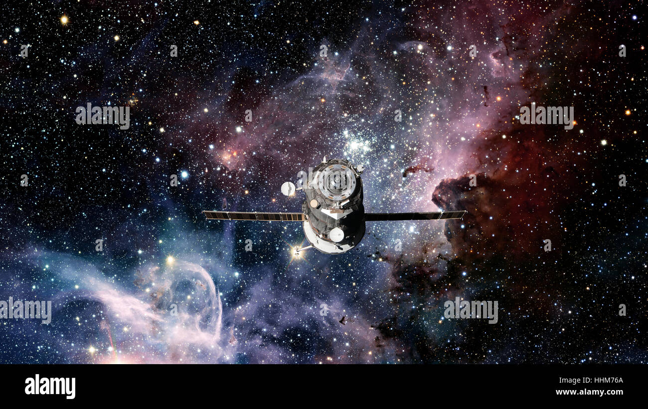 Spacecraft Progress orbiting the space. Elements of this image ...