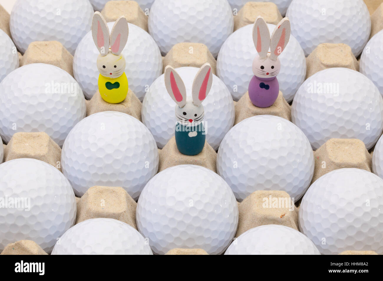 White golf balls in the box for eggs and Easter decoration Stock Photo ...