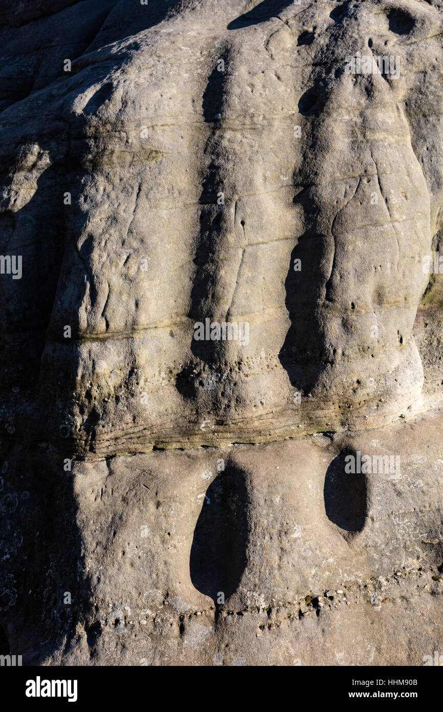 Erosion from climbing on Wellington rocks, Royal Tunbridge Wells, Kent ...