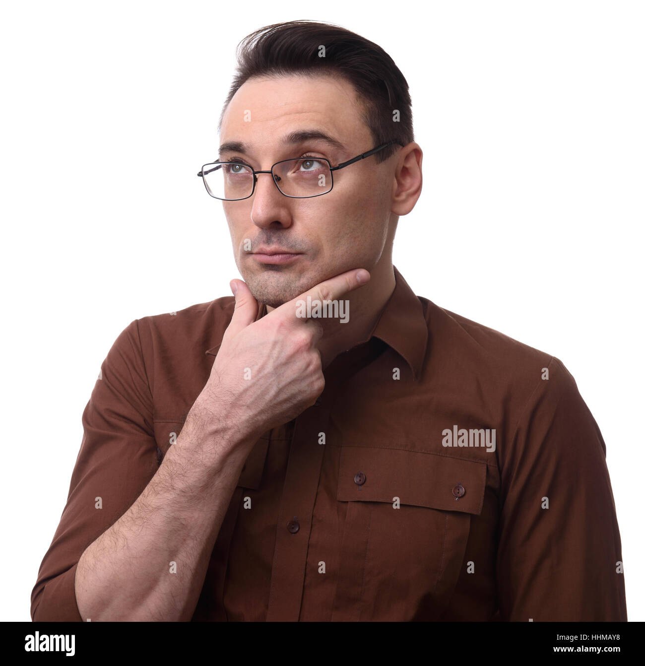 Man thinking looking up isolated hi-res stock photography and images ...