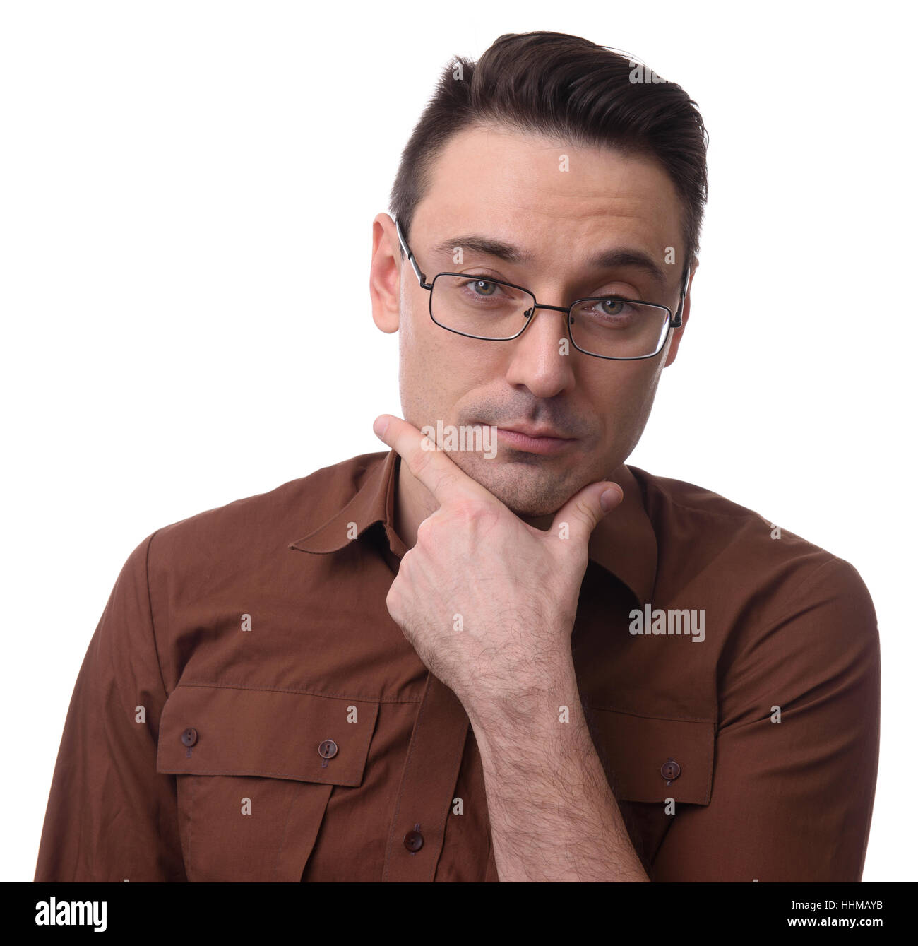 portrait of thoughtful man isolated on white background Stock Photo - Alamy