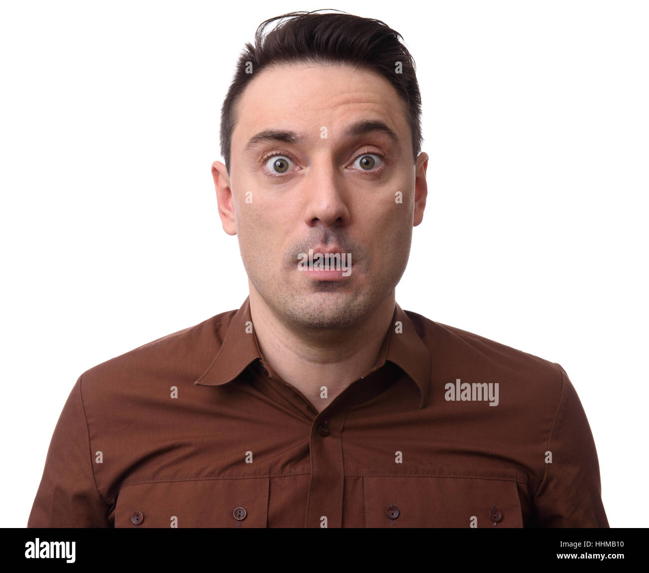 portrait of shocked man isolated on a white background Stock Photo - Alamy