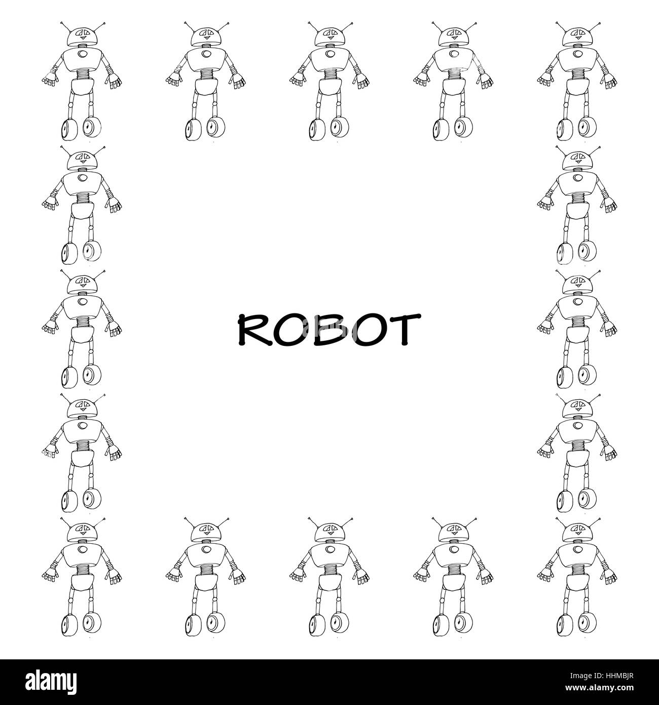 Robot doodle frame Stock Vector Image & Art - Alamy