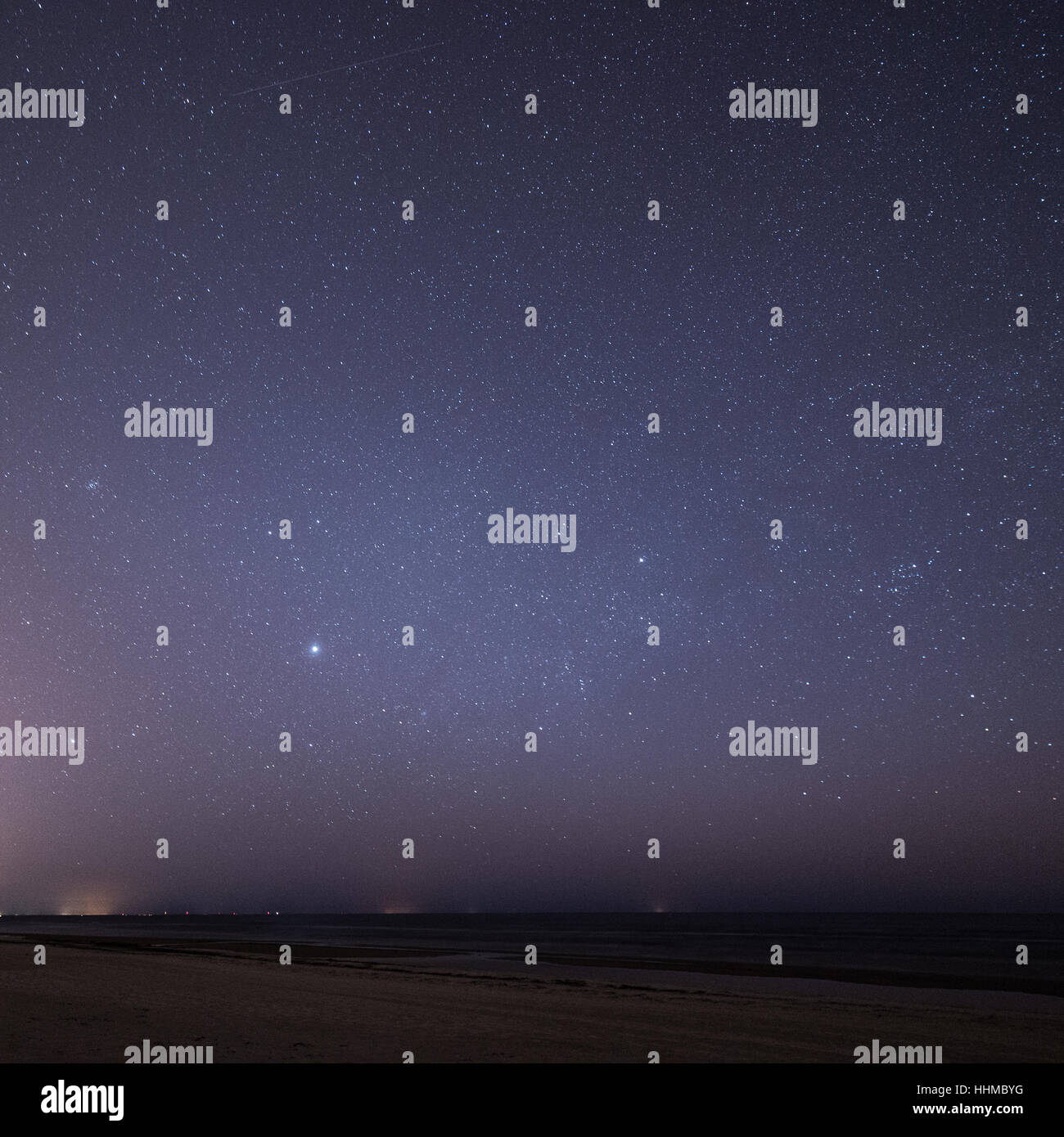 night sky with stars on the summer beach. space view from earth Stock ...