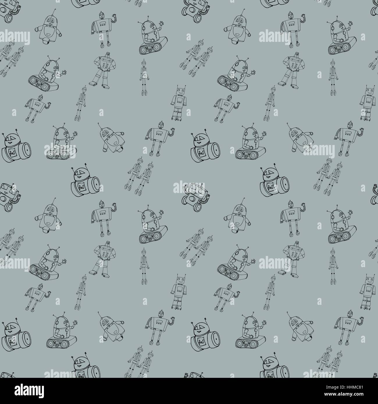 Robot doodles pattern Stock Vector Image & Art - Alamy