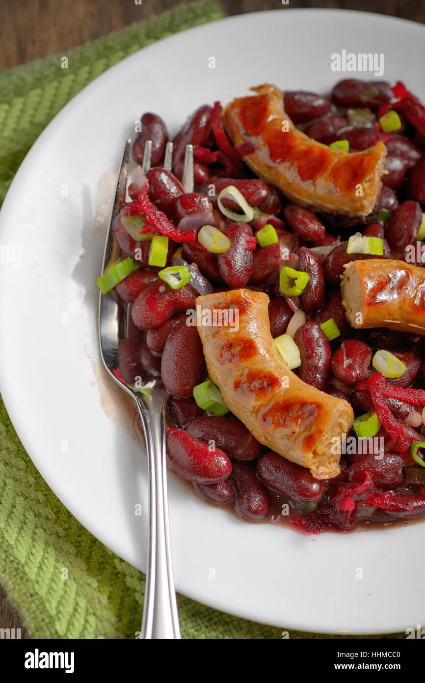 Red beans meal and sausages Stock Photo - Alamy