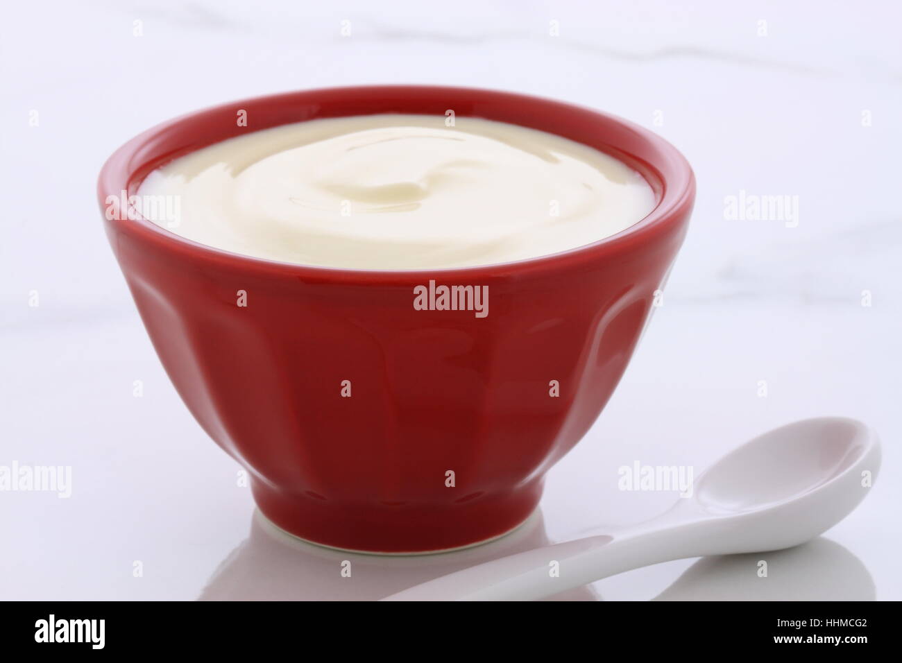 Delicious, nutritious and healthy fresh plain yogurt on vintage italian ...