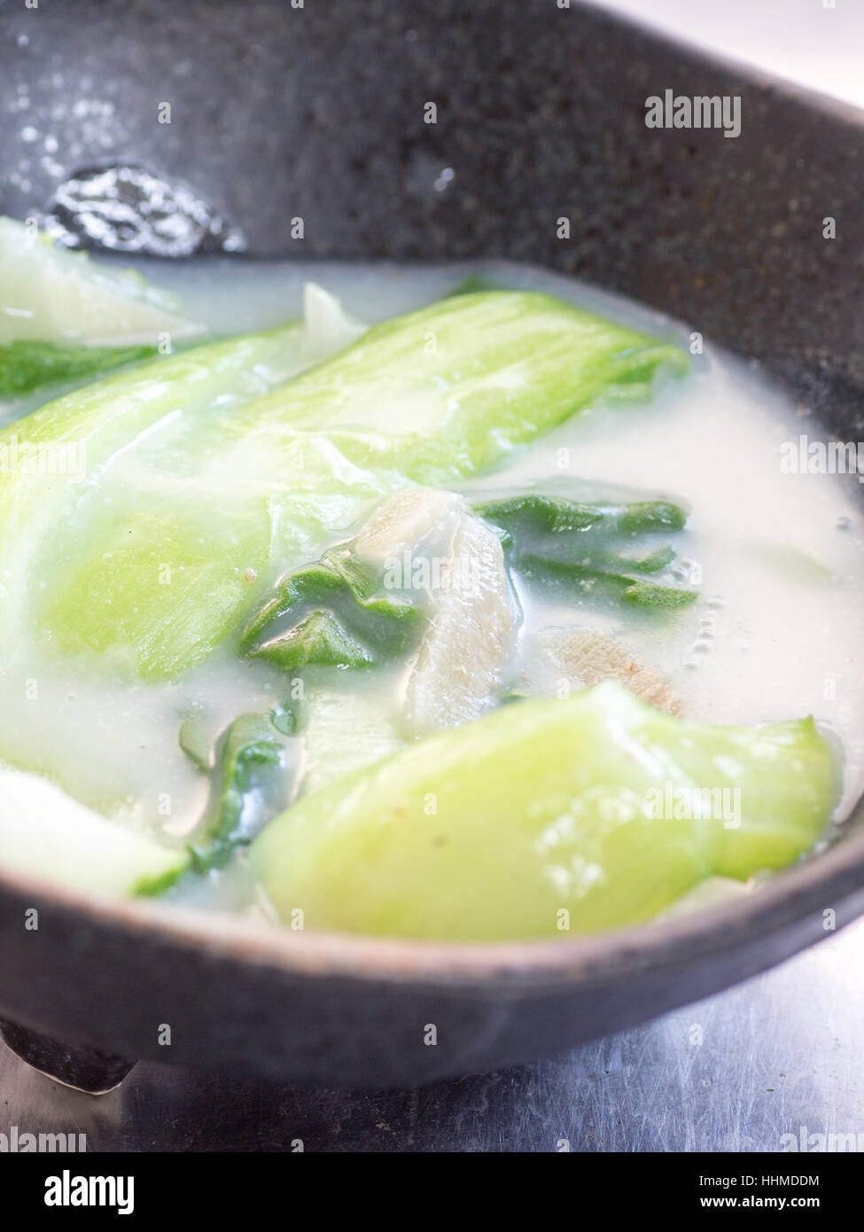 Japanese cuisine, simmered bok-choy in the milk soup in the bowl Stock ...