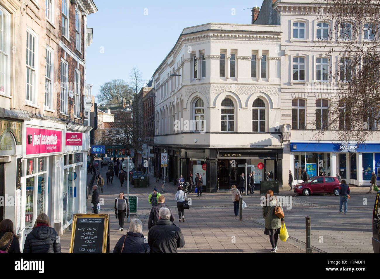 London Street and Gentlemans Walk, Norwich town centre Stock Photo - Alamy