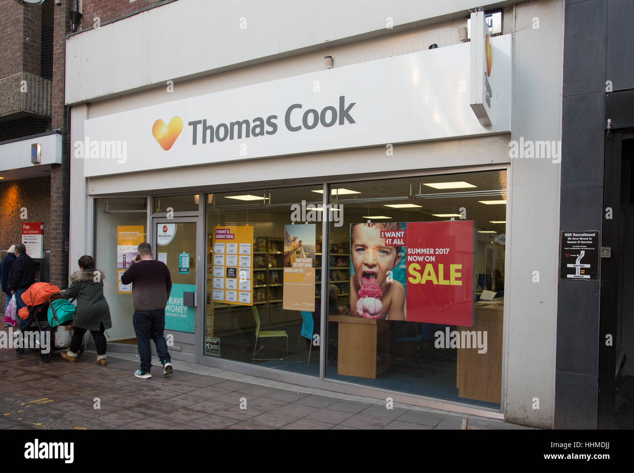 Thomas Cook, Travel agents, London Street, Norwich, Norfolk Stock Photo ...