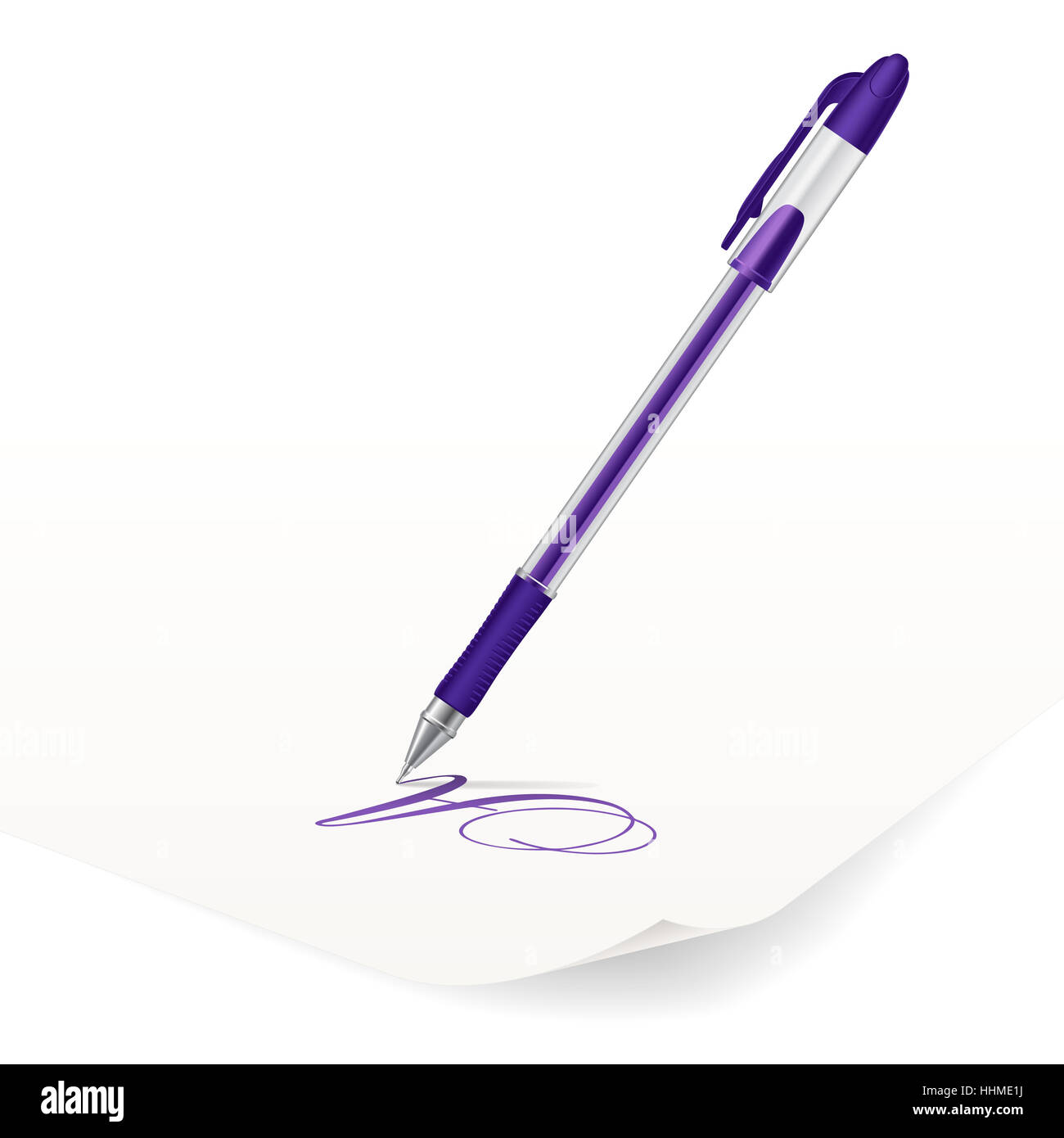 Vector image of violet ballpoint pen writing on paper Stock Photo - Alamy