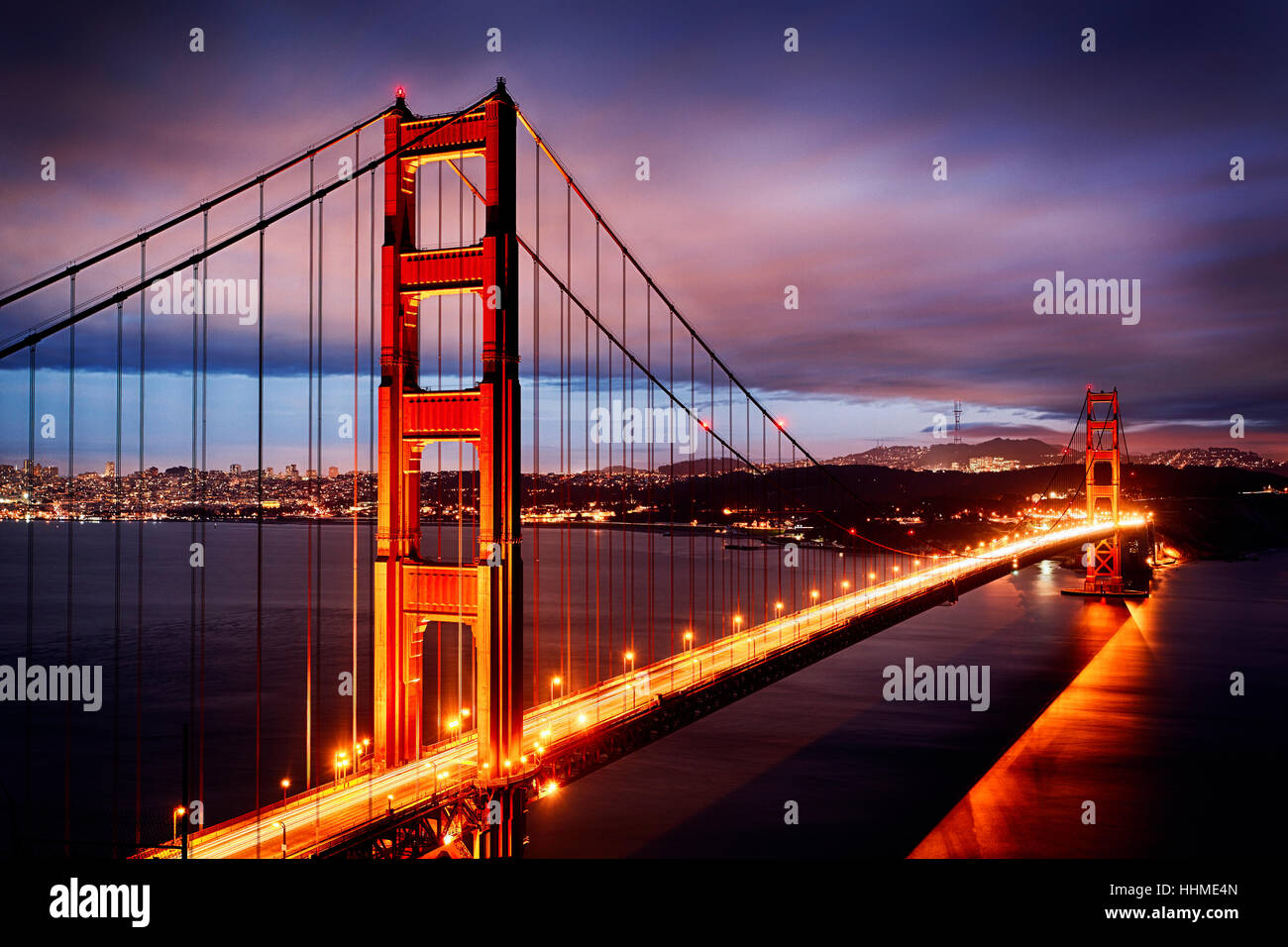 famous, bridge, night, nighttime, usa, landmark, blue, tower, travel ...