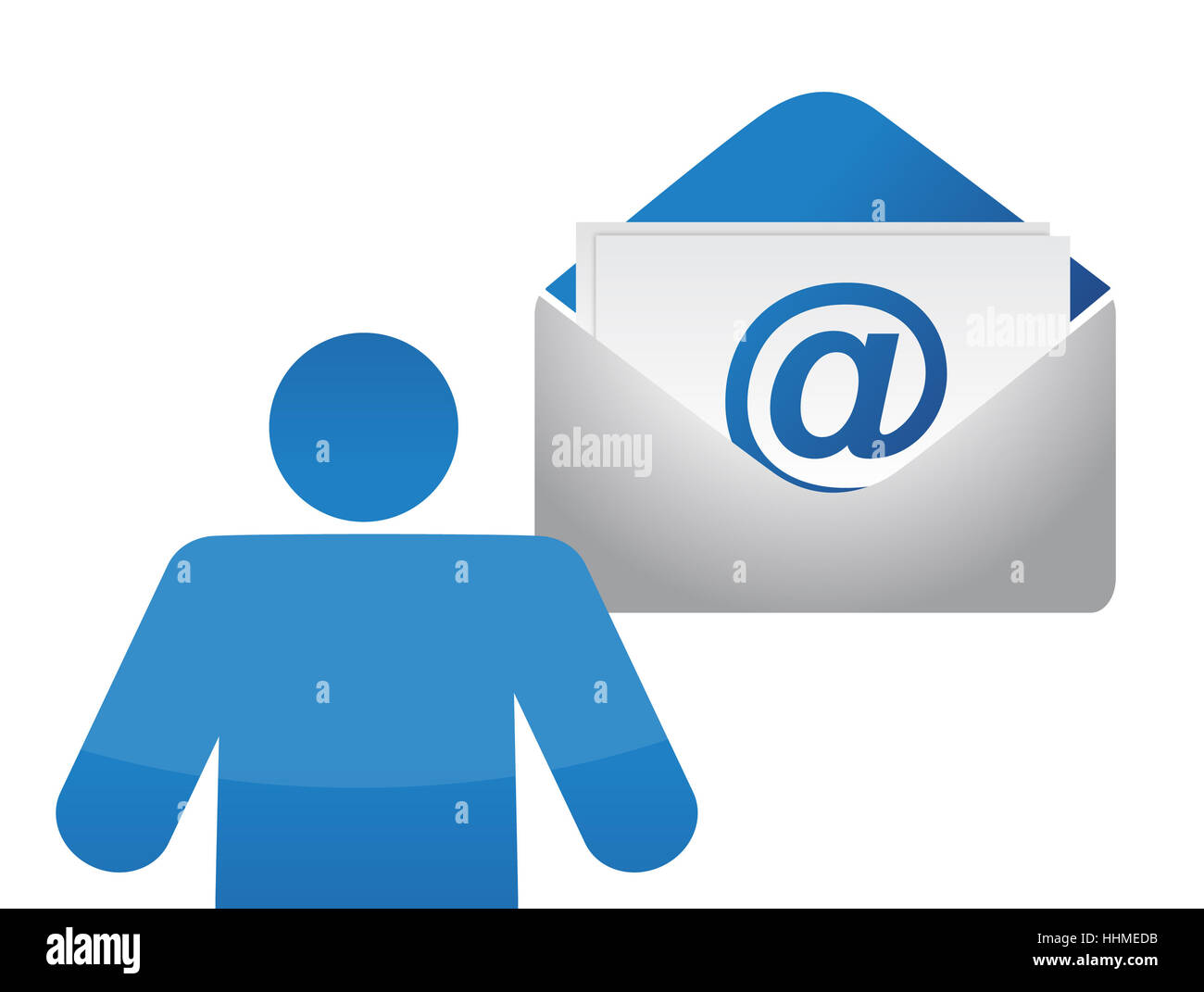 icon and email envelope over white background Stock Photo - Alamy